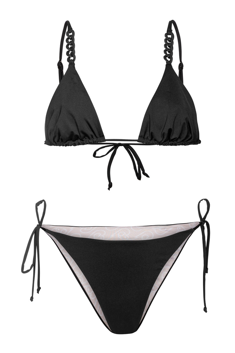 Triangle chain detail - Side string Bikini (Black) 'IBIZA' – Macaw Waves