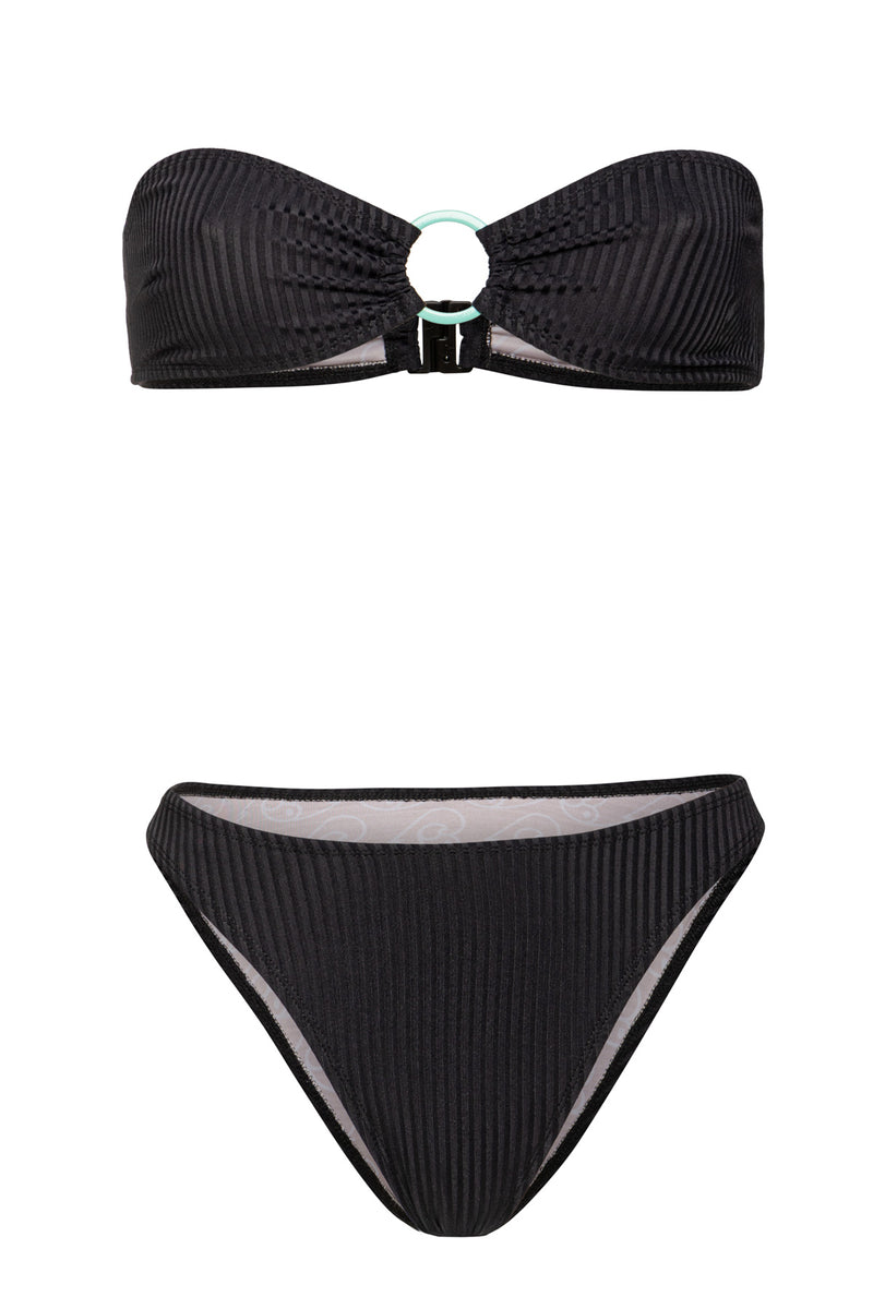 Strapless Ring Top - High Leg Bikini (Black) 'MALIBU' – Macaw Waves